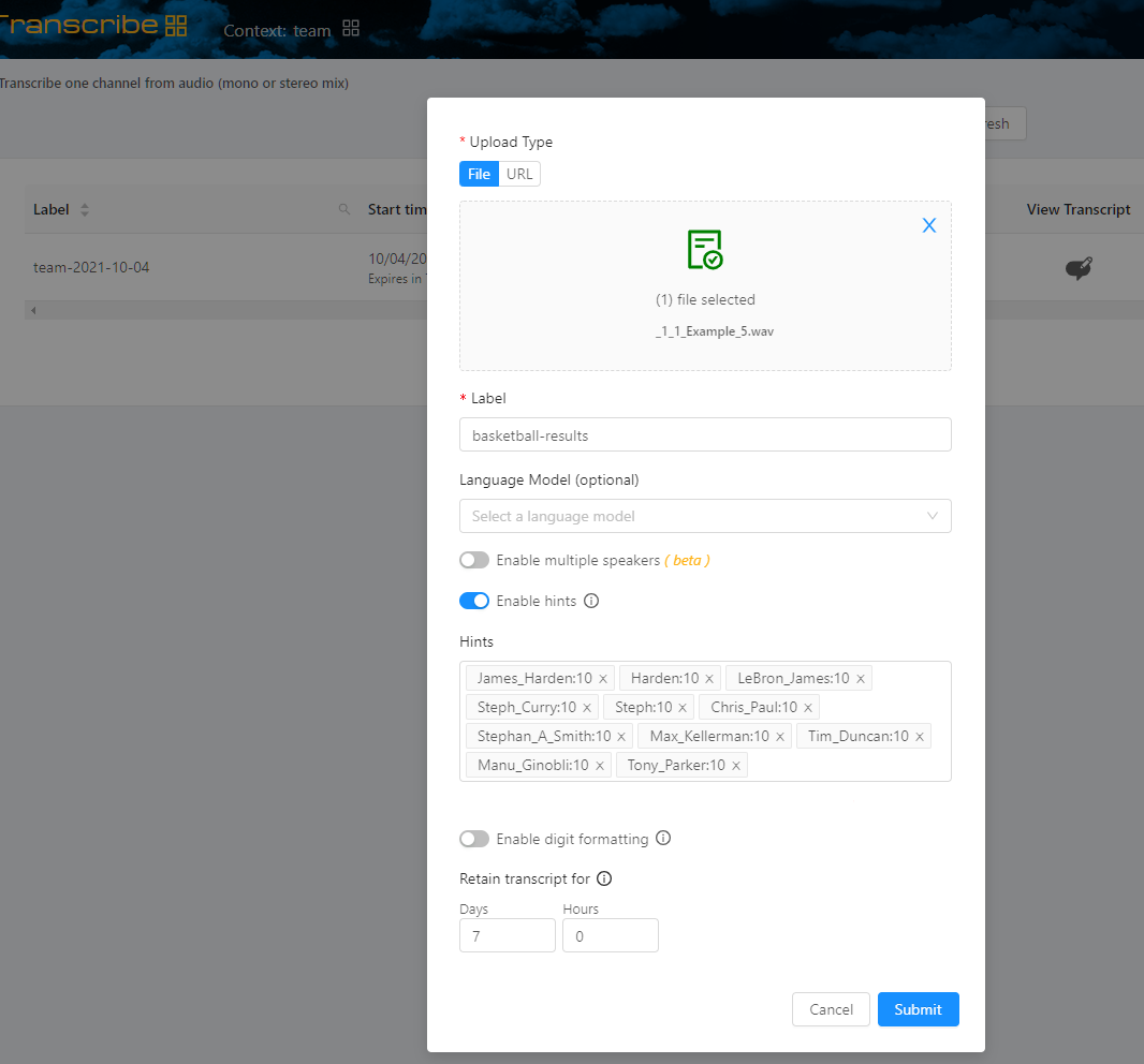 Using Hints – Voicegain